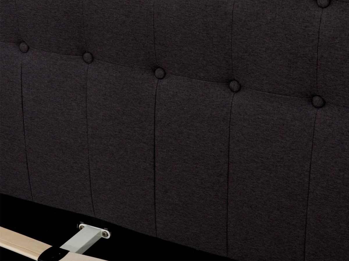 Double Maria Fabric Bed Frame Base with Storage Drawer-Charcoal ...