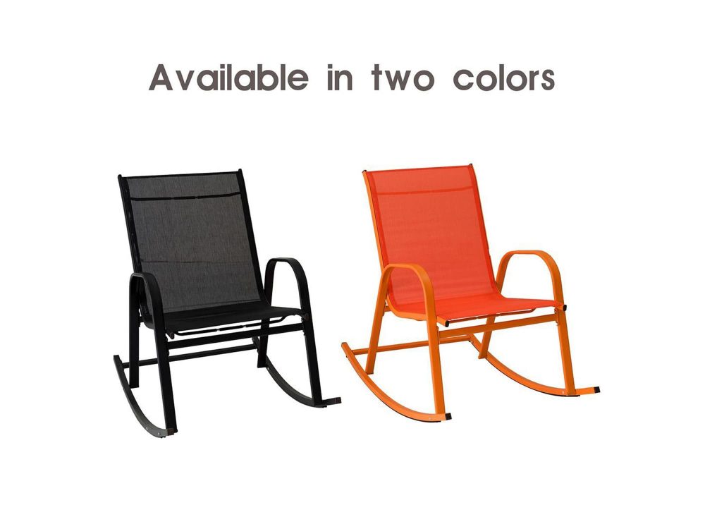 Rocking Chair High Back Rocker Chairs Steel Metal Textilene Fabric ...