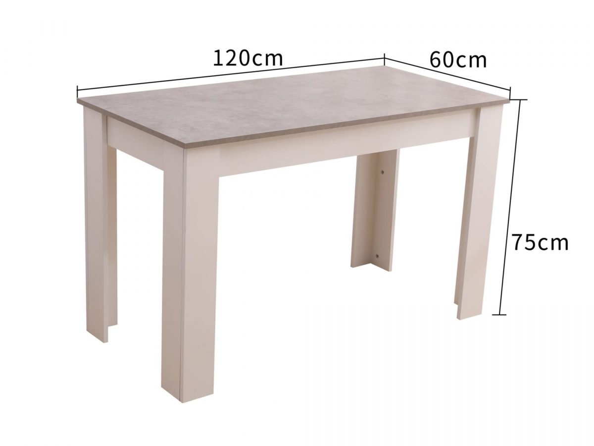 Dining Table Rectangular Wooden 120M-Grey&White - Dreamo Living