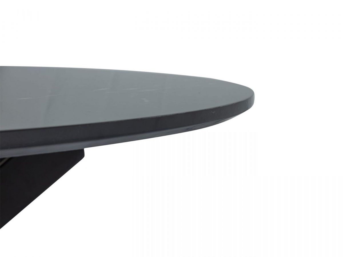 Round Marble-Effect Table - Black - Dreamo Living