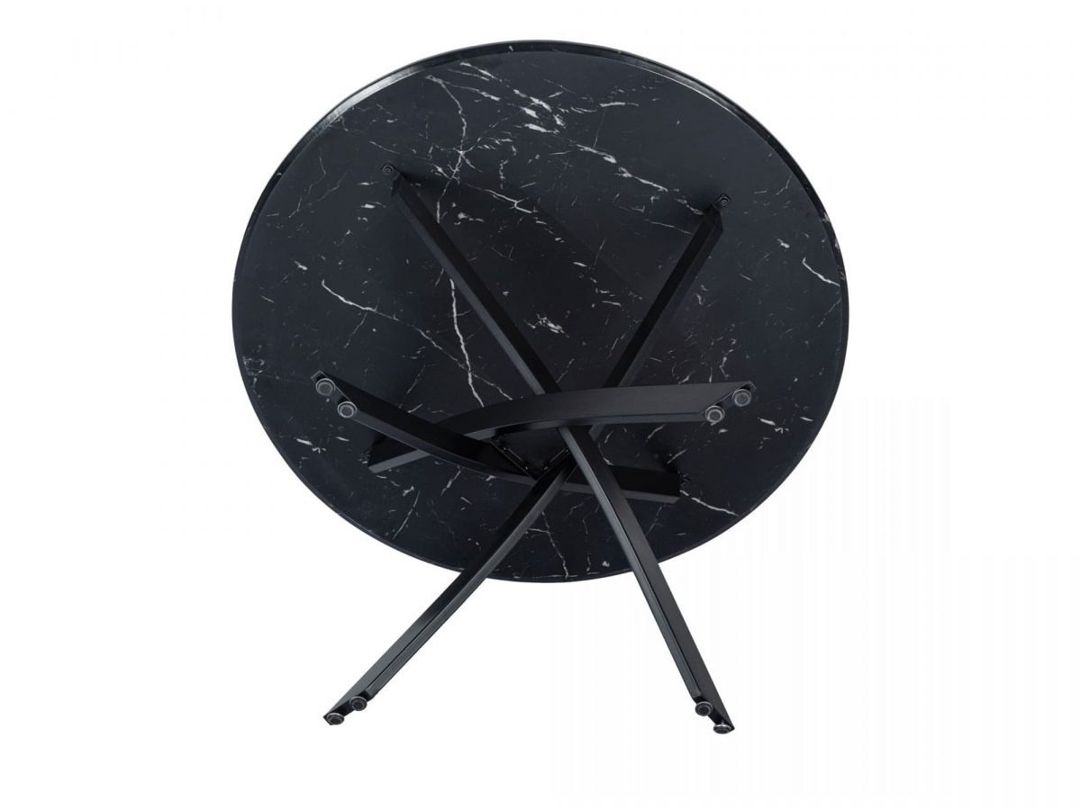 Round Marble-Effect Table-Black - Dreamo Living