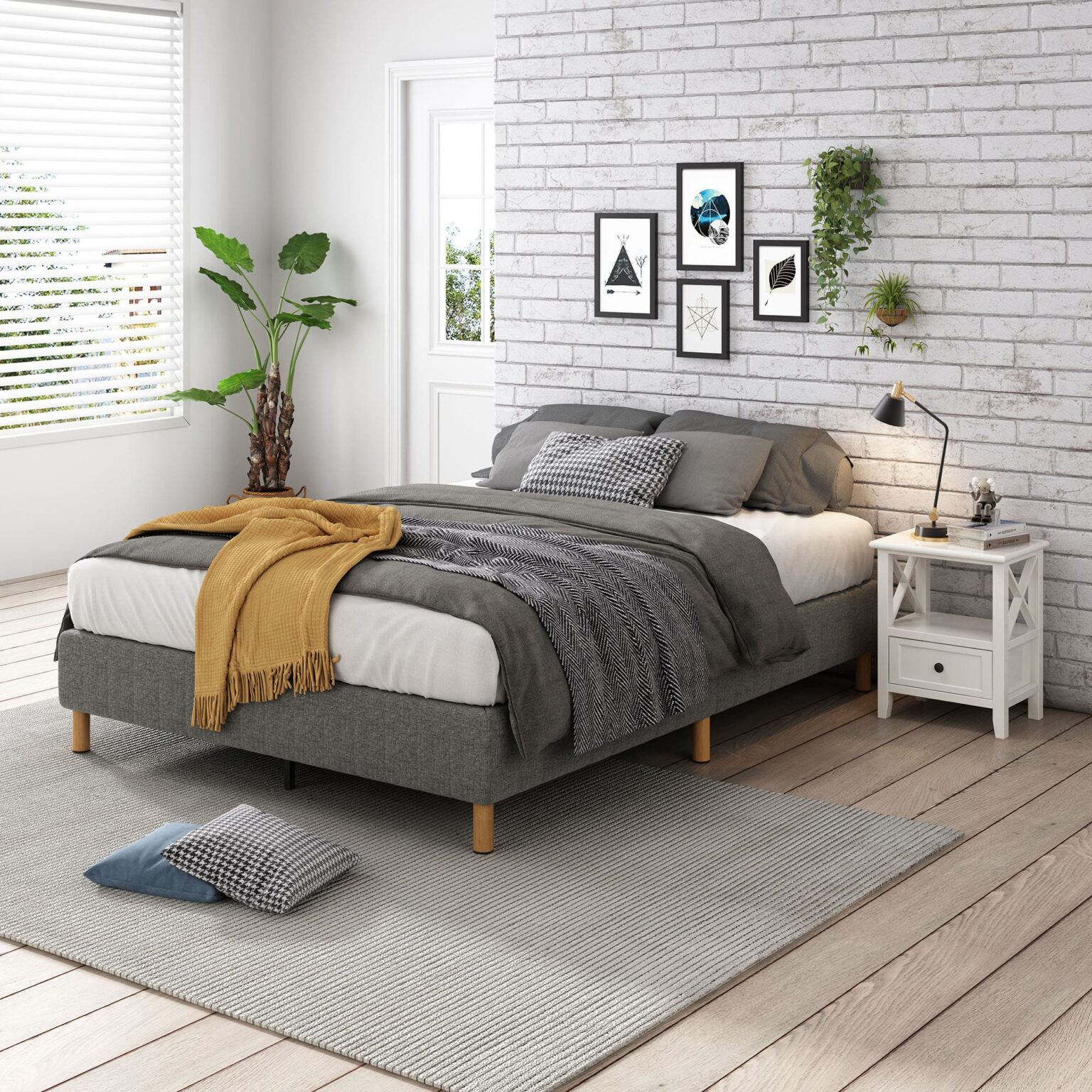 Metal Bedframe Mattress Foundation (Dark Grey) - Dreamo Living