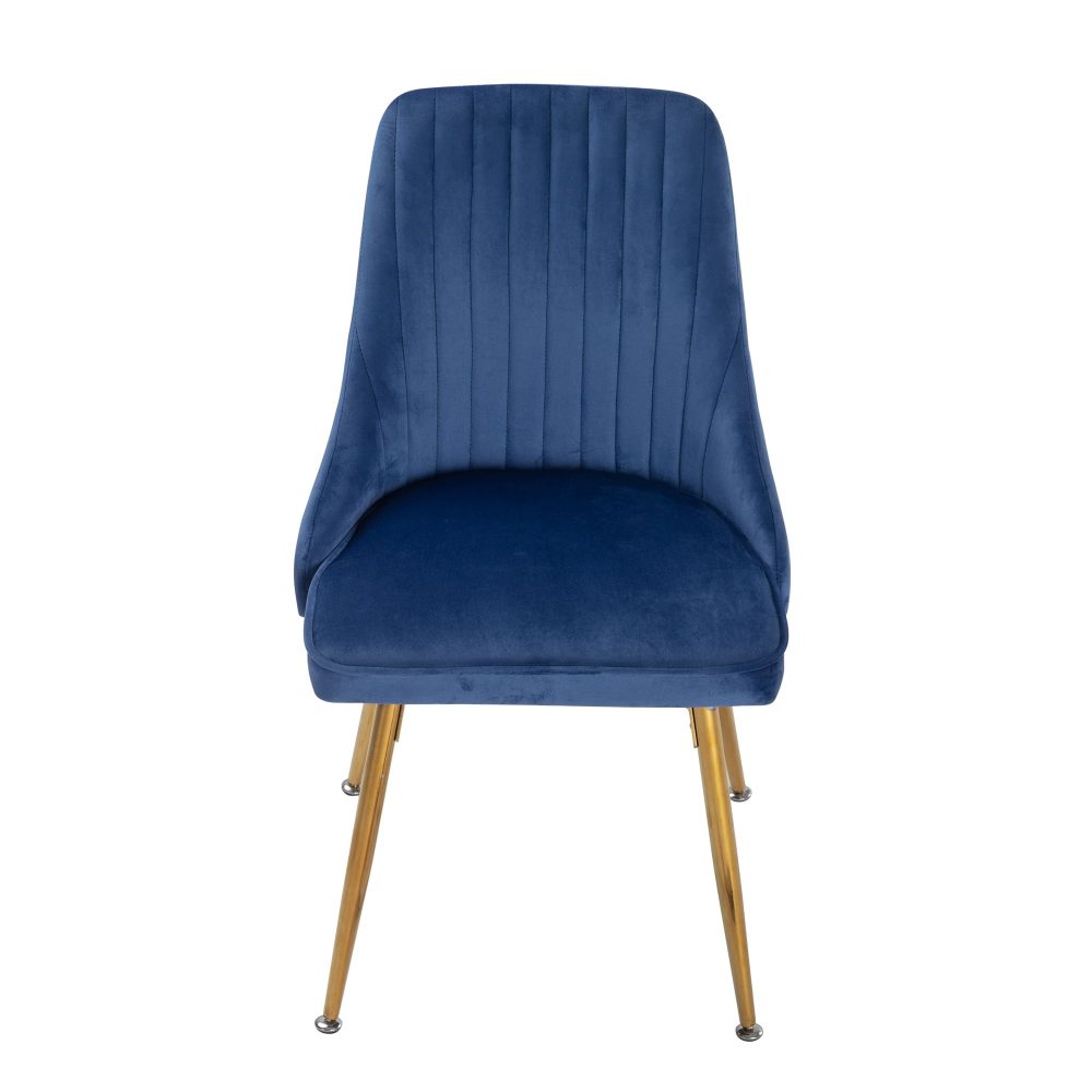 Dining Delight: Rectangular Table and Navy Velvet Chairs Dining Set ...