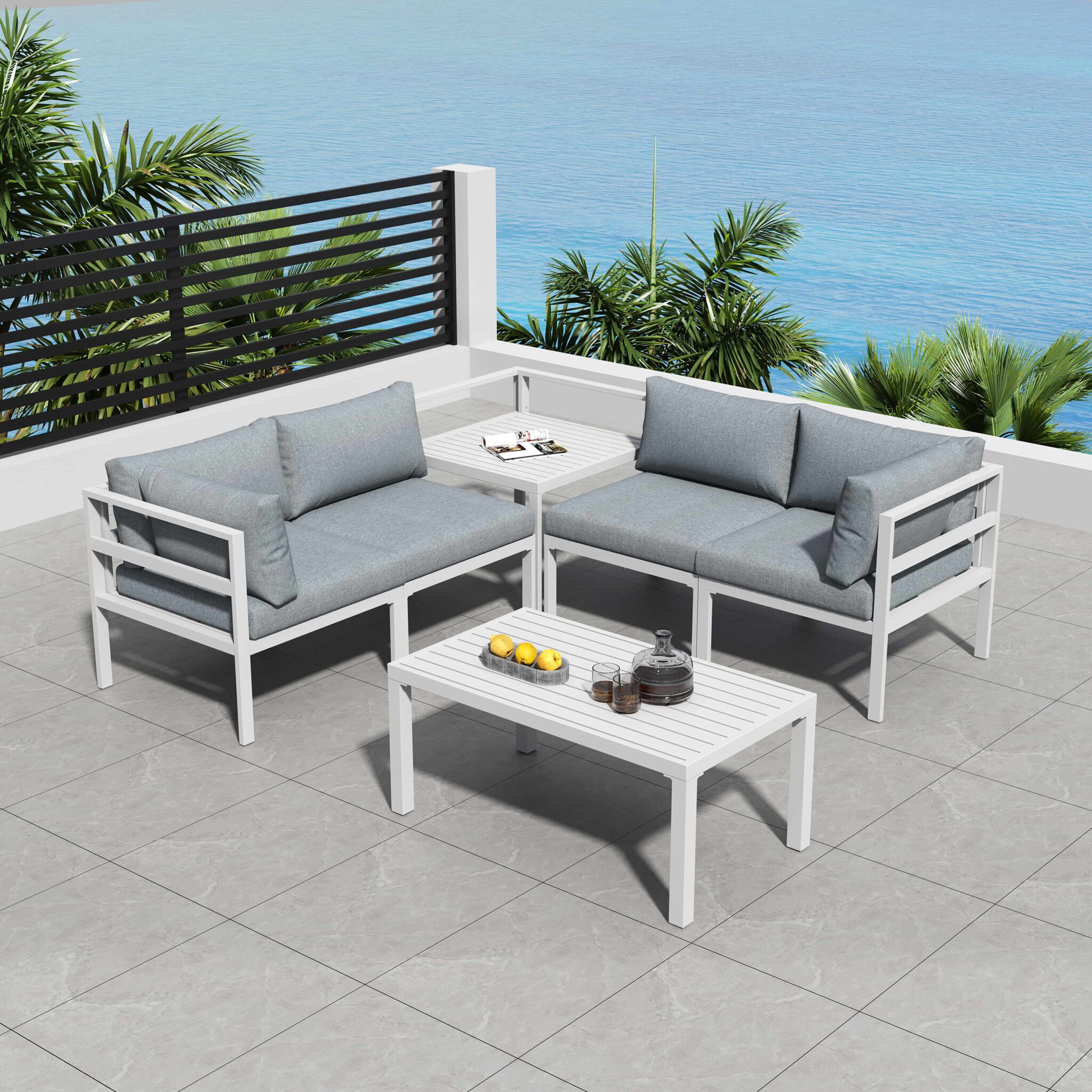 Contemporary Outdoor Seating Set in Aluminium - Dreamo Living