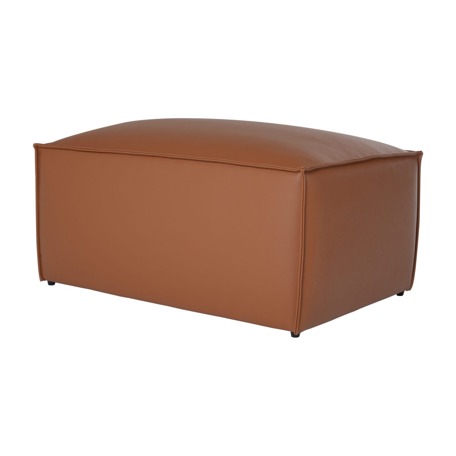 Harbor Luxe Leather Ottoman in Caramel - Dreamo Living