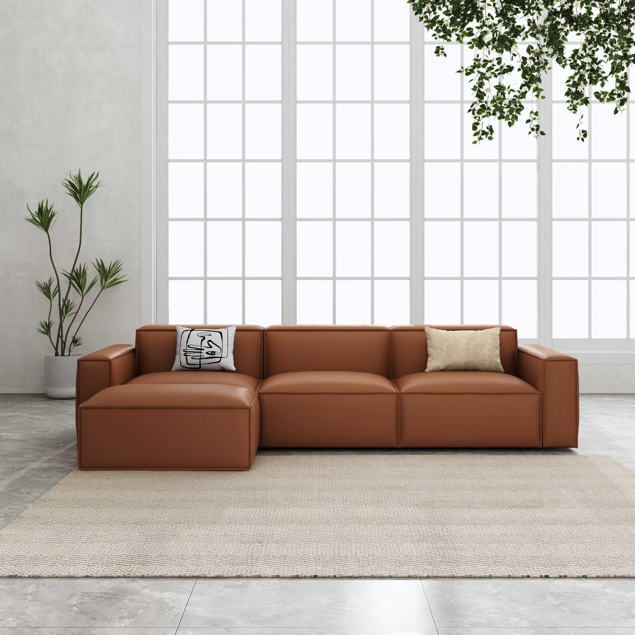 Harbor Luxe 4-Piece Leather Sofa Set with Ottoman - Dreamo Living