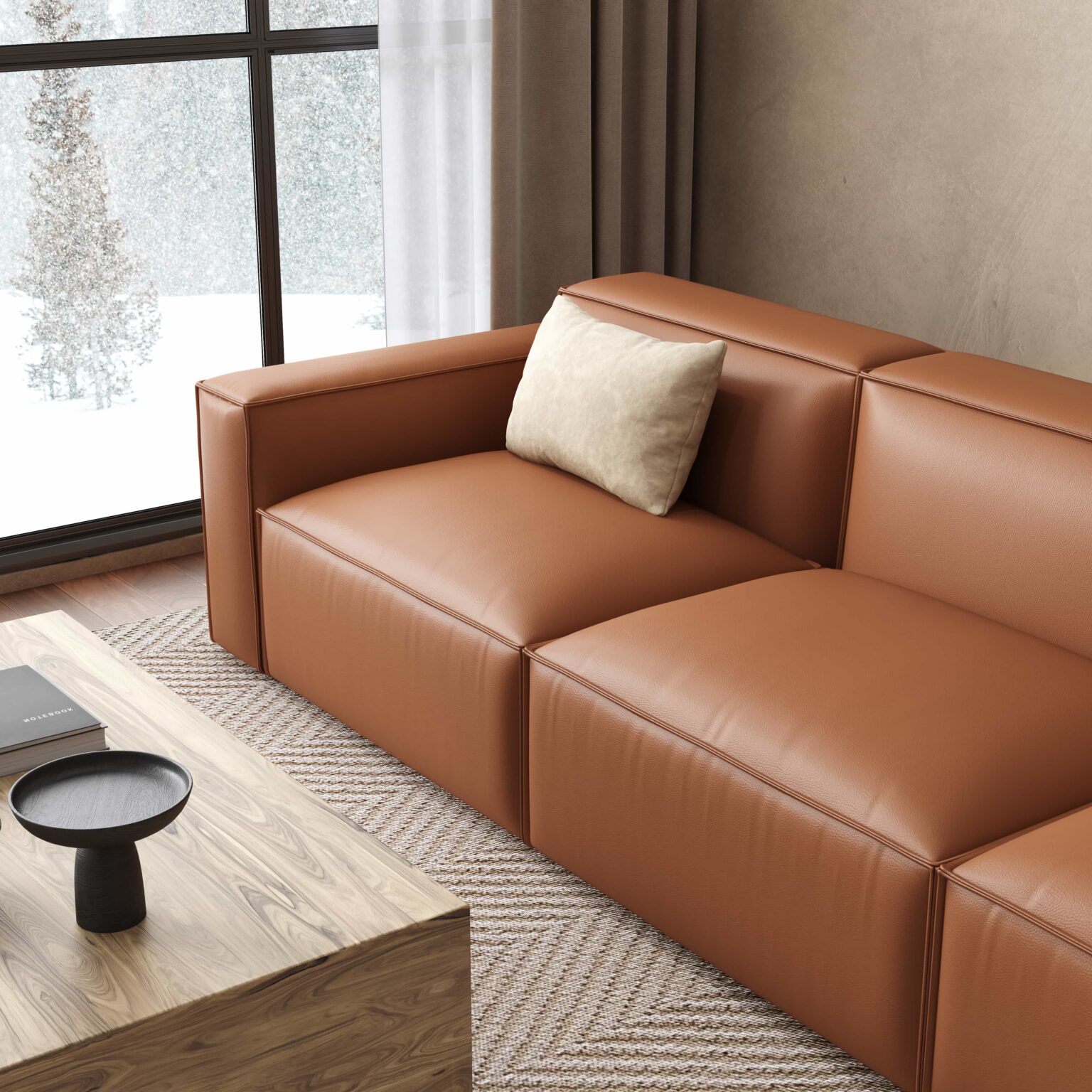 Harbor Luxe 4-Piece Leather Sofa Set with Ottoman - Dreamo Living
