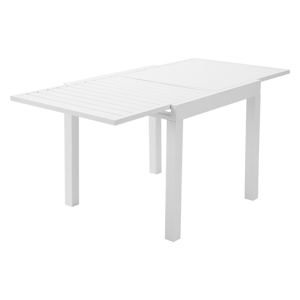 Adjustable Aluminium Garden Dining Table with Slats in White - Dreamo ...